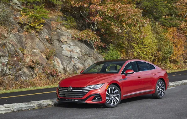 Wallpaper road, red, Volkswagen, Arteon for mobile and desktop, section ...