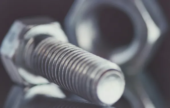 Download wallpaper bolt, thread, nut, section macro in resolution 1920x1080