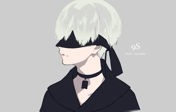 Wallpaper portrait, boy, grey background, Nier Automata, YoRHa No 9 ...