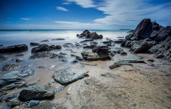 Wallpaper sea, stones, rocks, coast, England, rock, Dartmouth for ...