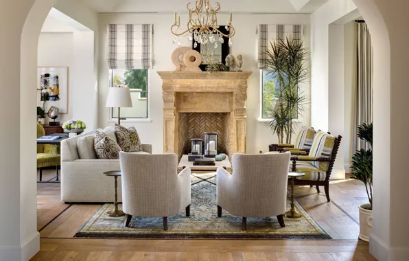 Wallpaper design, style, interior, fireplace, living room, santa ...