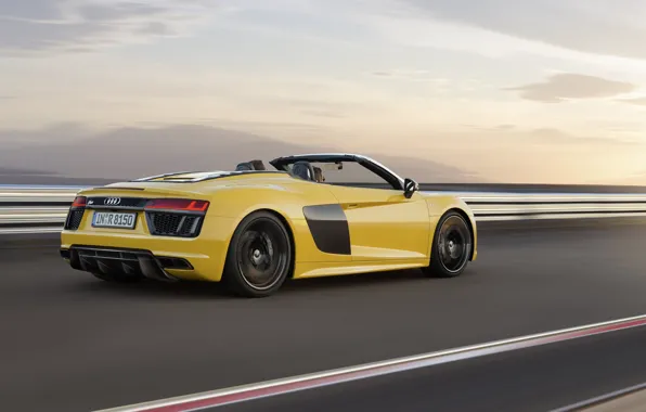 Wallpaper sunset, speed, Audi R8, Spyder, V10, 2016 images for desktop ...