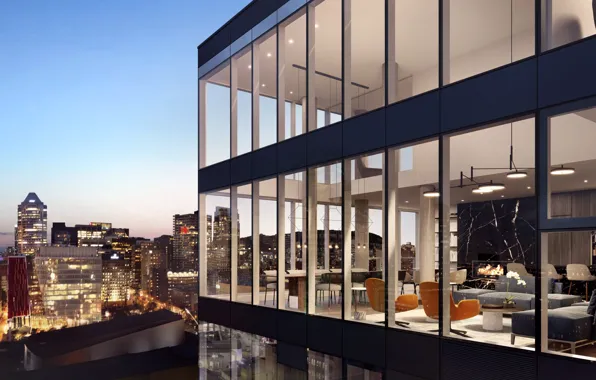 Download wallpaper the city, the evening, penthouse, megapolis, high ...