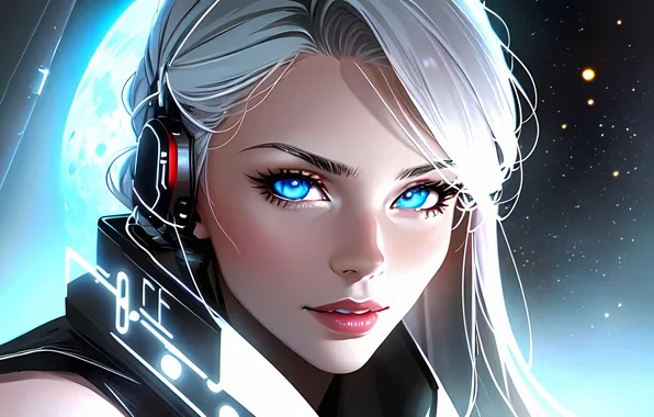 Wallpaper Space Close Up Smile Portrait Positive Headphones