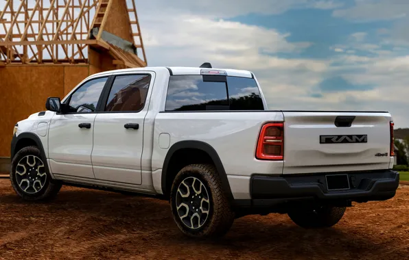 Wallpaper side view, rear view, pickup, Ram, Ram 1500, 2025, Ramcharger ...