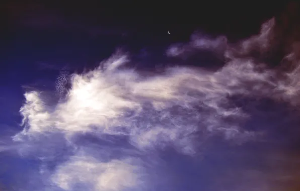 Wallpaper the sky, clouds, lights, the moon, glow for mobile and ...