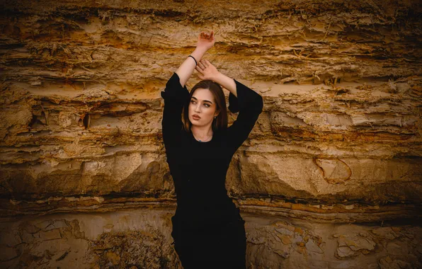 Wallpaper girl, pose, hands, figure, dress, Alexander Parkhomenko, Sofia Babenko for mobile and ...