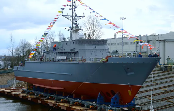 Download wallpaper Navy, minesweeper, project 12700, launching, Ivan ...