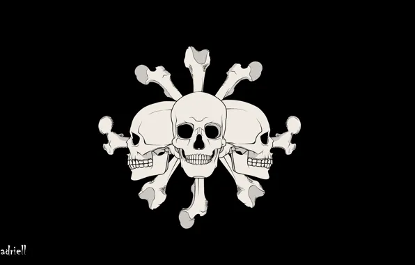 Wallpaper skull, bones, One Piece, black background for mobile and ...