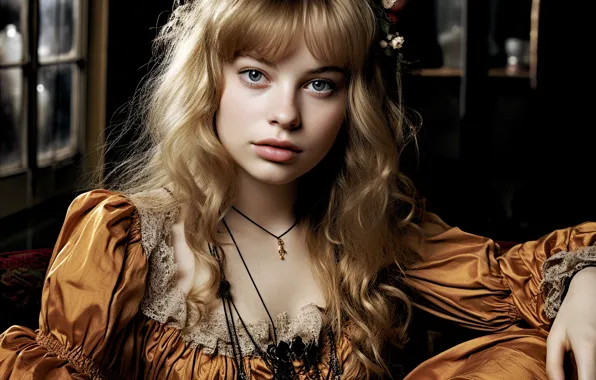 Download wallpaper look, girl, portrait, AI art, neural network, the art of artificial ...