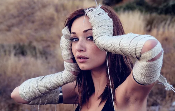 Wallpaper girl, face, piercing, bandages, Sierra Love, Dimples for mobile and desktop, section ...