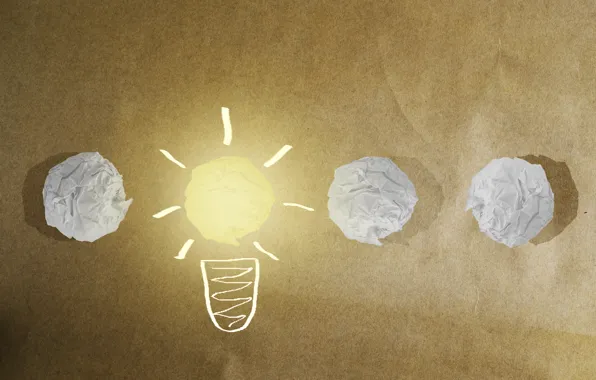 Wallpaper light bulb, paper, background, minimalism for mobile and ...