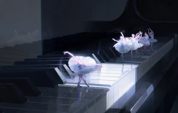 Wallpaper keys, piano, bow, Pointe shoes, ballerina, Arabesque, ballet ...