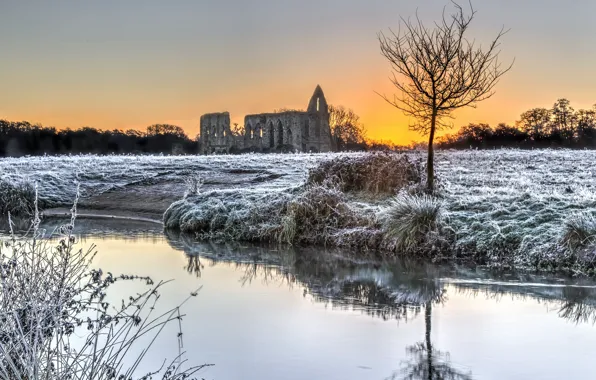 Wallpaper winter, sunset, river images for desktop, section пейзажи ...