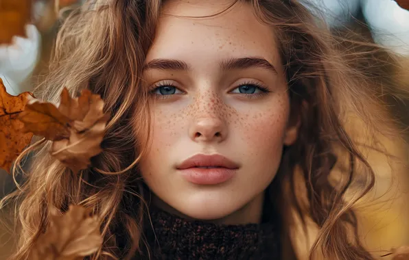 Wallpaper look, girl, face, pose, portrait, AI art, neural network for ...