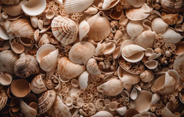 Download wallpaper texture, shell, different, a lot, seashells, AI art ...