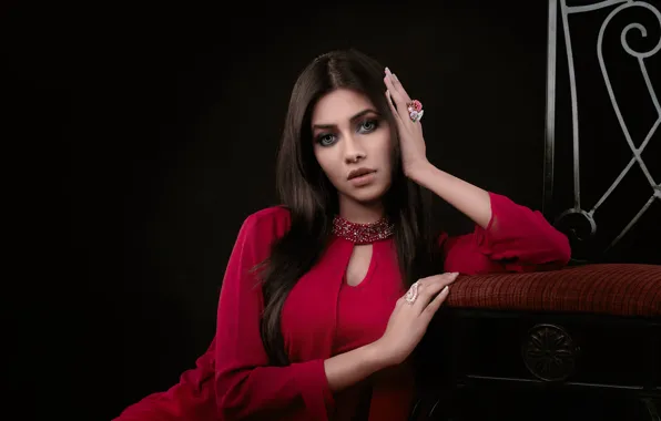Wallpaper girl, portrait, Red for mobile and desktop, section девушки ...