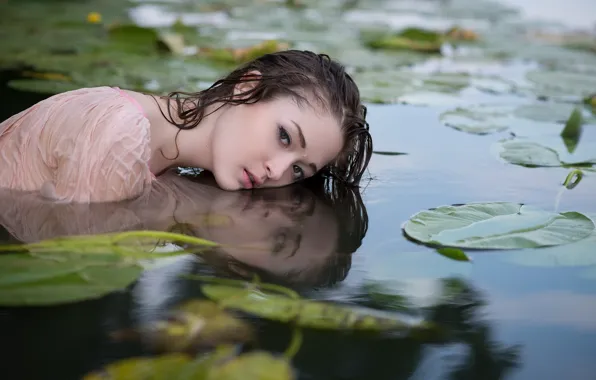 Wallpaper look, girl, lake, Nymph for mobile and desktop, section ...