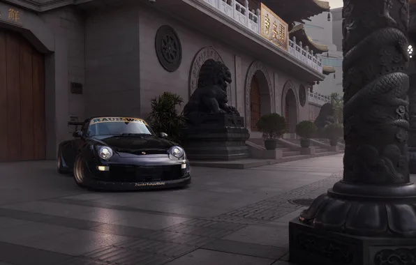 Wallpaper Porsche, Orange, Digital, Illustration, 993, RWB ...