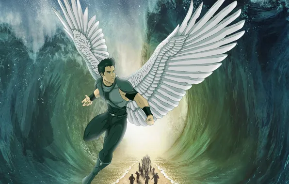 Wallpaper sea, people, angel, pass, guy, the sea parted for mobile and ...