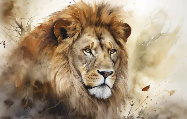 Wallpaper look, nature, picture, Leo, watercolor, painting, imitation ...