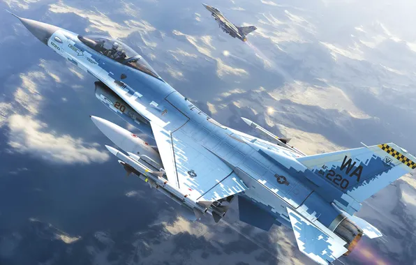 Wallpaper General Dynamics F-16 Fighting Falcon, light fighter of the ...