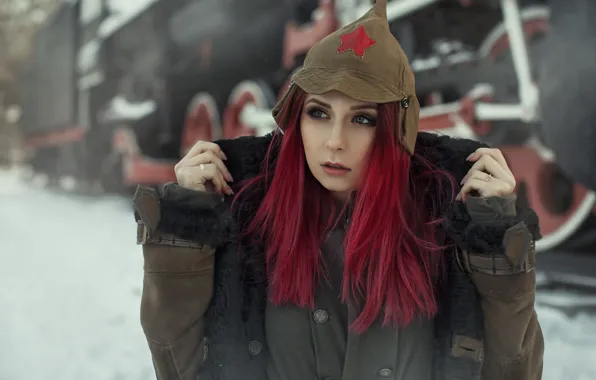 Download wallpaper budenovka, Elena], Elena Phomichev, soldier, section ...