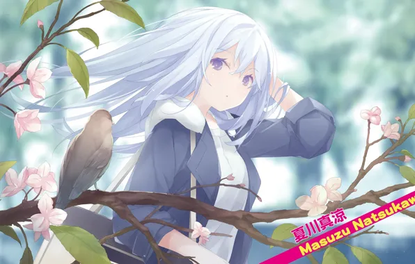 Download wallpaper girl, bird, flowering, Masuzu Natsukawa, by Ruroo ...