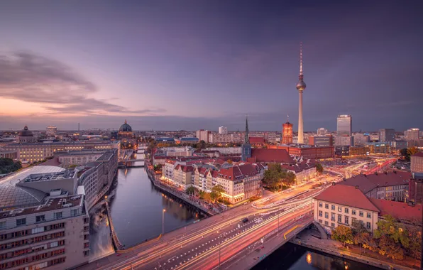 Wallpaper sunset, river, building, home, Germany, bridges, Germany ...