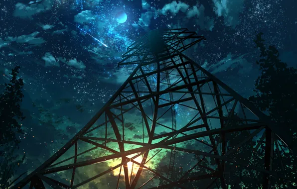 Download wallpaper the sky, the sun, stars, sunset, planet, section art ...