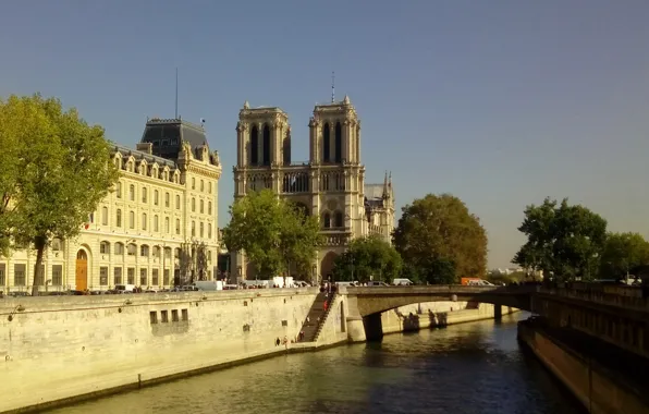 Wallpaper river, France, Paris, island, Hay, Notre Dame Cathedral ...