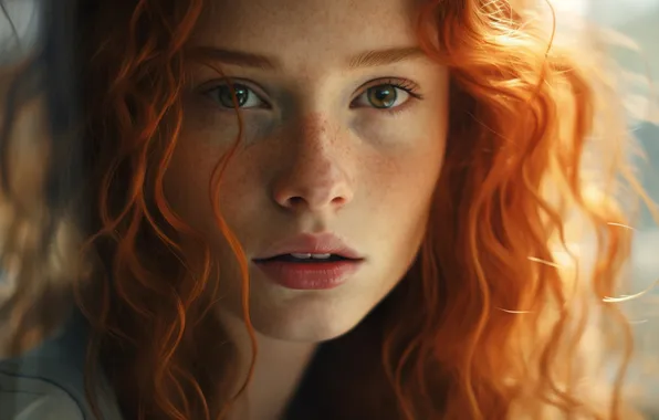 Wallpaper look, girl, face, pose, portrait, AI art, neural network for ...