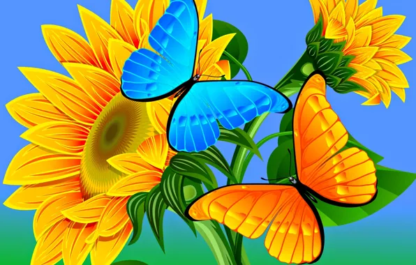 Wallpaper abstraction, butterfly, vector, bright, podsolnuh for mobile ...