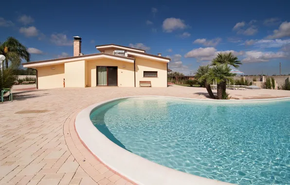 Wallpaper palm trees, Villa, pool, Italy, Italy, terrace, Apulia ...