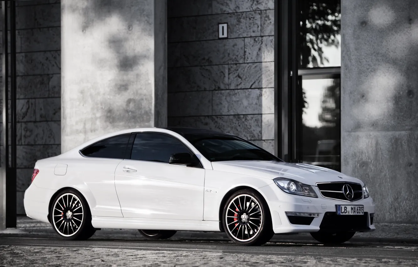 Wallpaper white, the building, Mercedes, white, Mercedes, amg, AMG, C63 ...