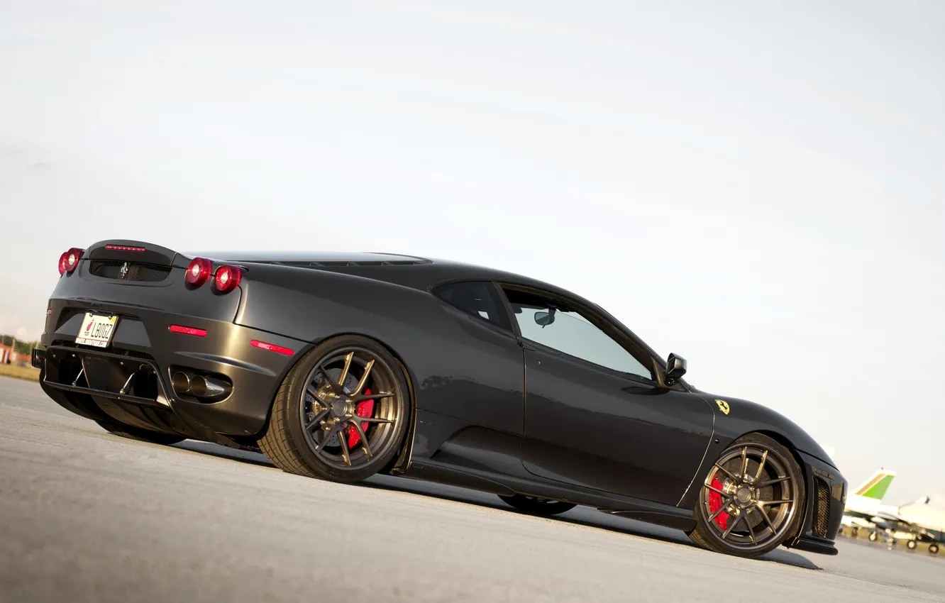 Wallpaper the sky, F430, Ferrari, Ferrari, drives, rear view, sky, grey ...