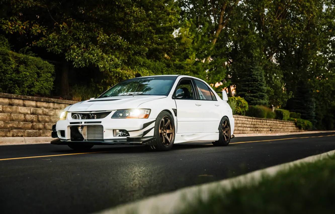 Wallpaper Light, White, Lancer Evolution IX for mobile and desktop ...