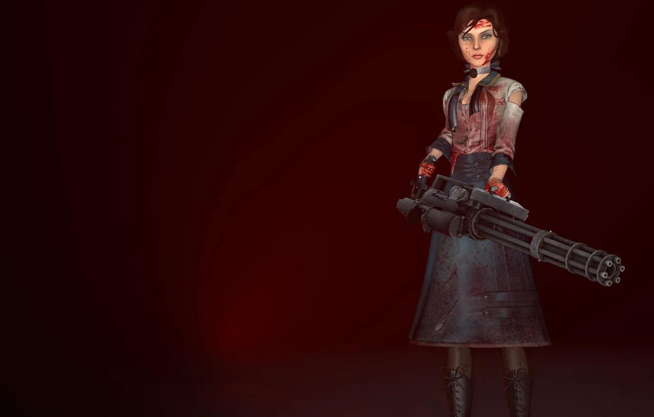 Wallpaper look, girl, blood, Minigun, Elizabeth, Elizabeth, minigun ...