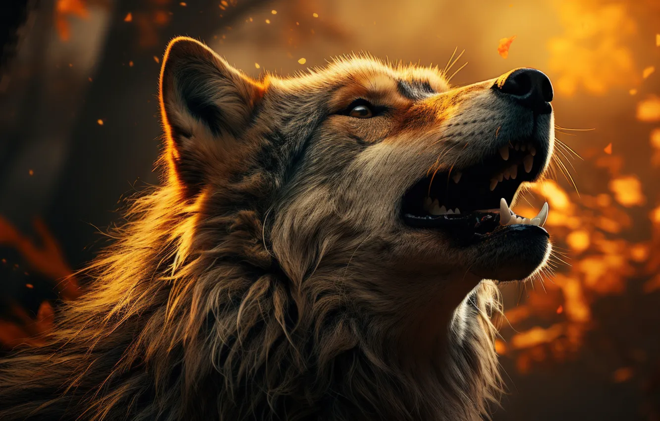 Wallpaper Wolf, Face, Digital art, AI art, The Art of Artificial ...