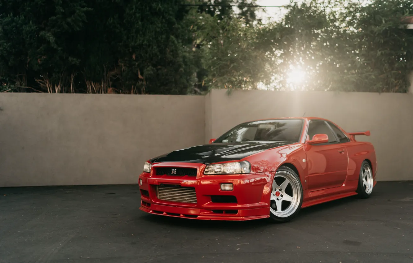 Wallpaper Red, GT-R, R34 images for desktop, section nissan - download