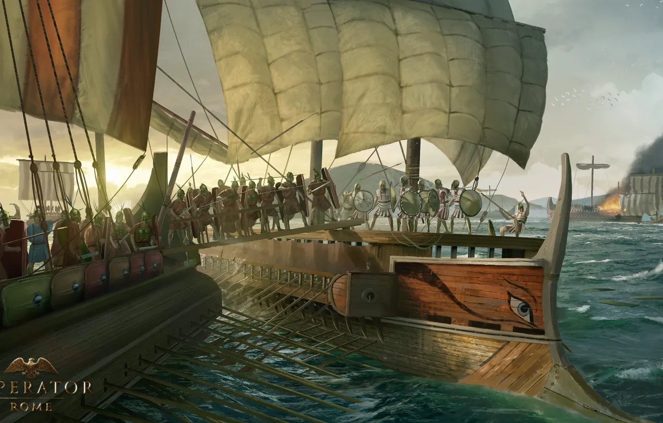 Wallpaper ship, sail, paddle, the Romans, Imperator Rome for mobile and ...