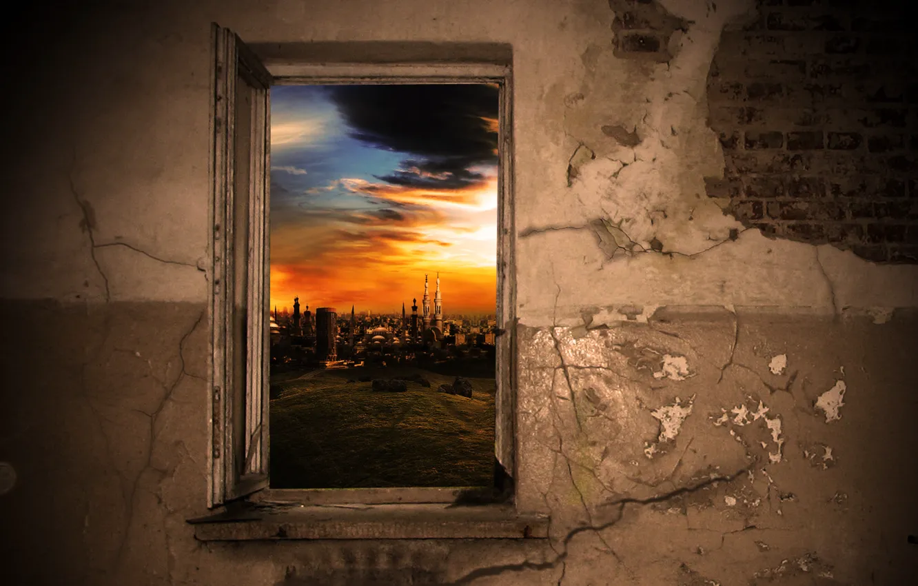 Wallpaper city, windows, wall, bricks images for desktop, section город ...