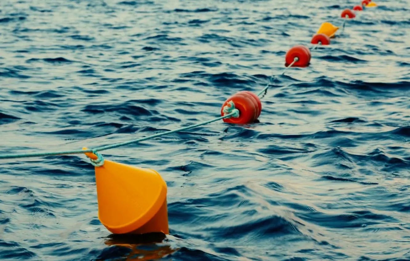 Wallpaper sea, floating, for mooring yachts, bright balls on turquoise ...