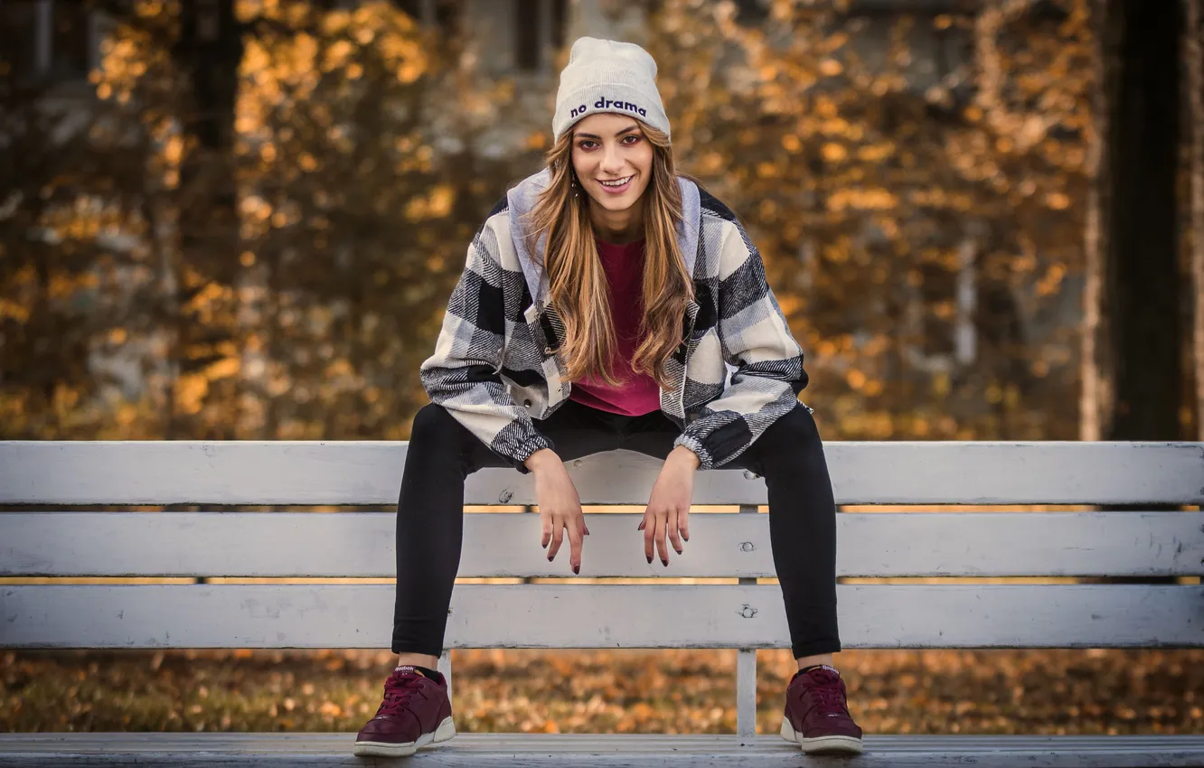 Wallpaper girl, nature, model, bench, sweetheart for mobile and desktop ...