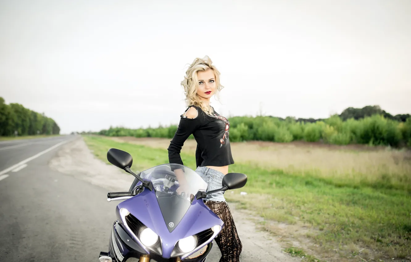 Wallpaper Girl, Yamaha, Blue, YZF-R1 for mobile and desktop, section ...