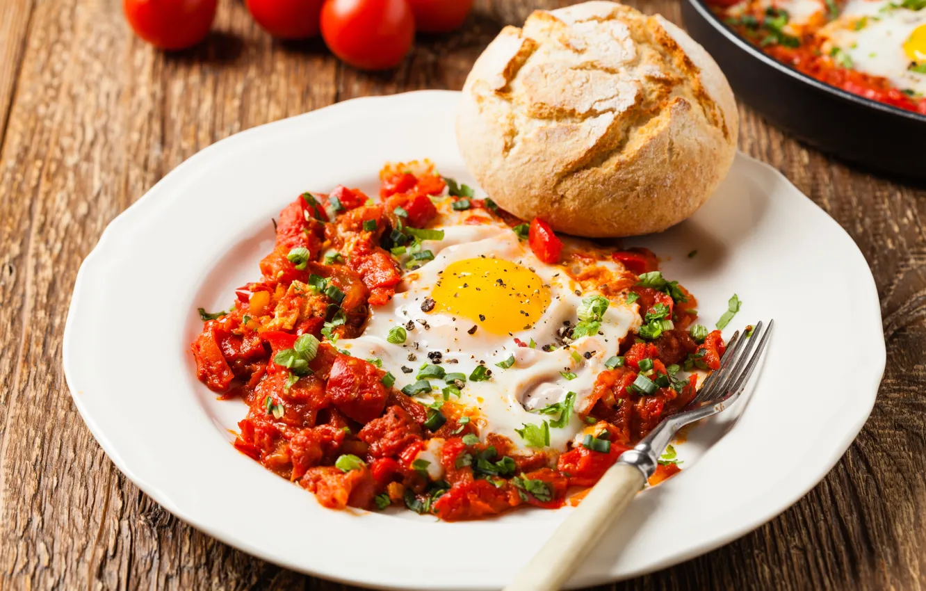 Wallpaper Breakfast, bread, plug, scrambled eggs for mobile and desktop ...