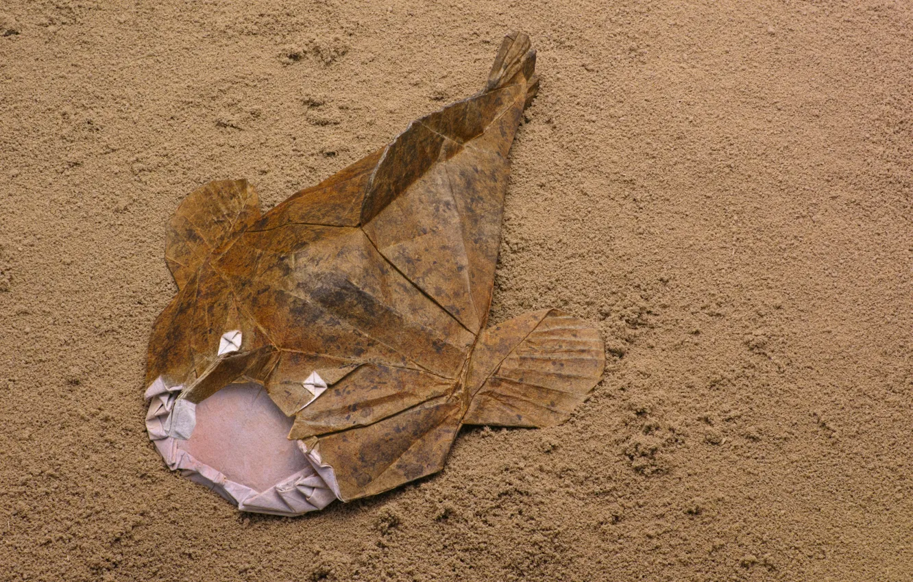 Wallpaper paper, fish, origami, An angler, Monkfish for mobile and ...