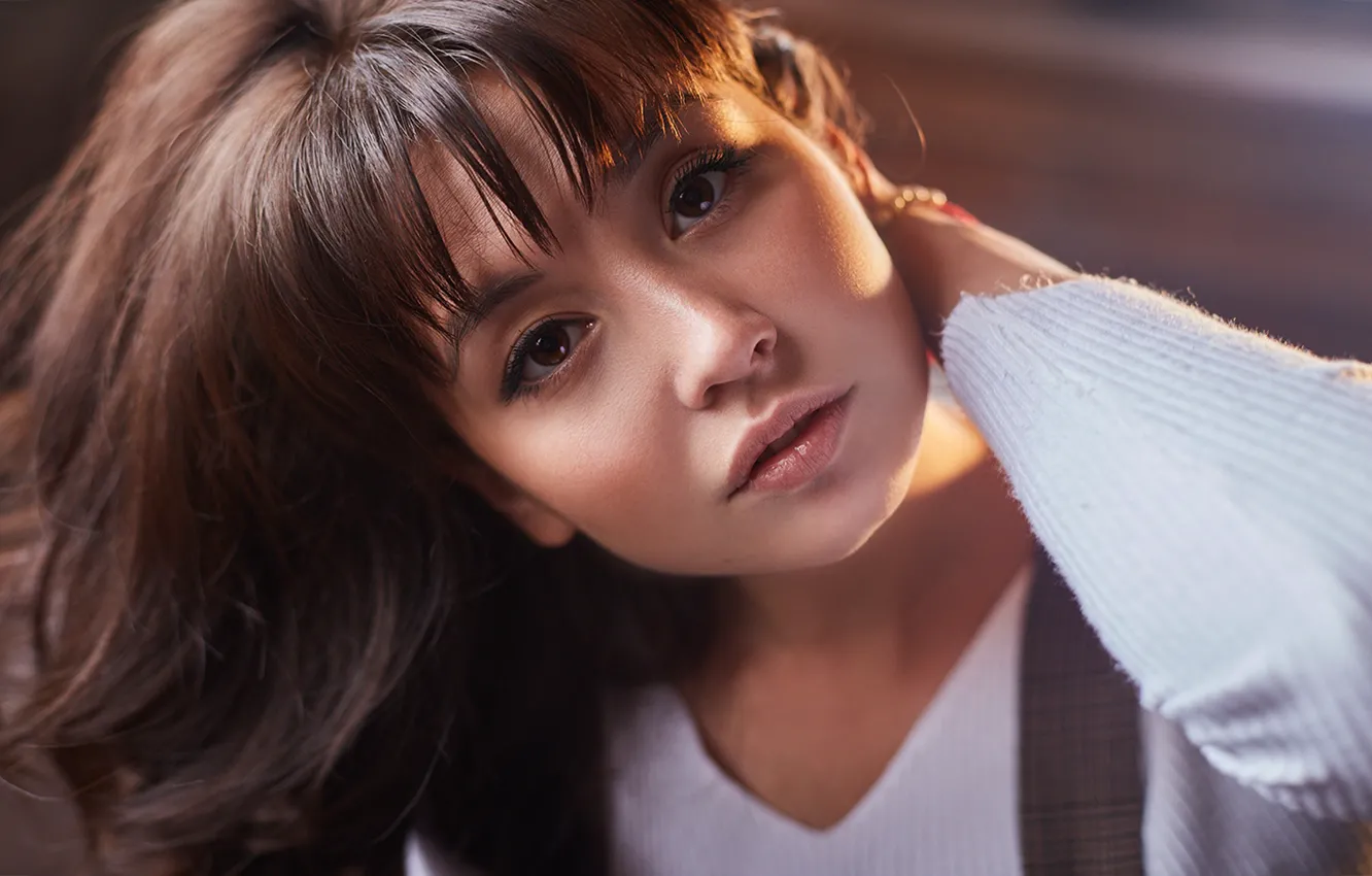 Wallpaper look, girl, face, hair, portrait, photographer Tina Ruzina, Anna Kurochkina for mobile ...