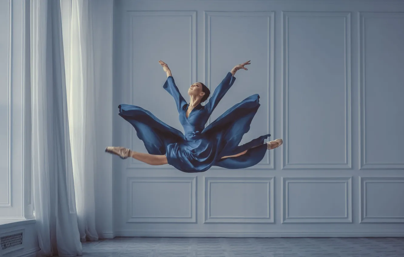 Wallpaper girl, pose, wall, jump, dance, dress, ballerina, ballet for ...