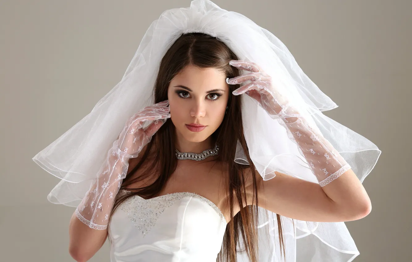 Wallpaper model, brunette, the bride, wedding, Little Caprice, Marketa ...
